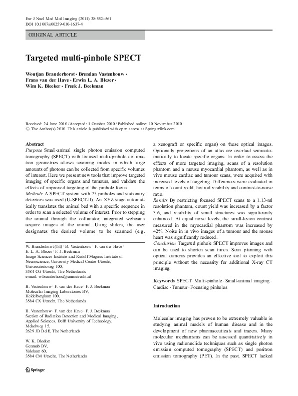 Pdf Targeted Multi Pinhole Spect