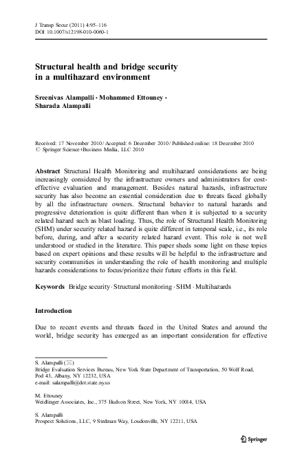 (PDF) Structural health and bridge security in a multihazard environment