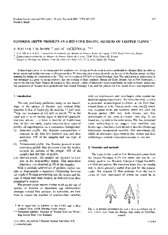 (PDF) Fluorine depth profiles as a relative dating method of chipped flints