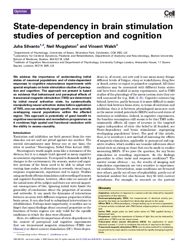(PDF) State-dependency in brain stimulation studies of perception and ...
