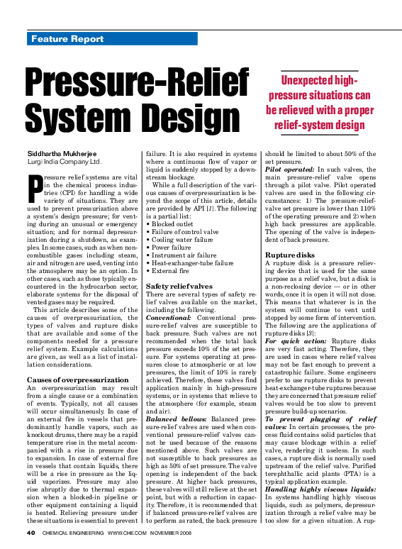 (PDF) Pressure Relief system Design