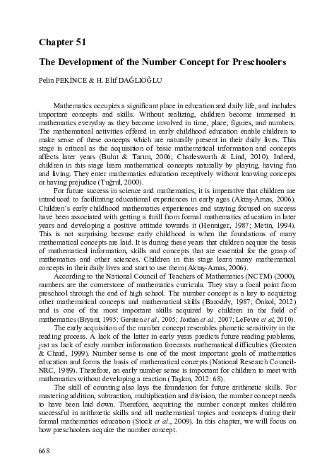 (PDF) The Development of the Number Concept for Preschoolers