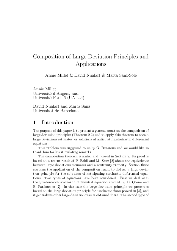 (PDF) Composition of Large Deviation Principles and Applications