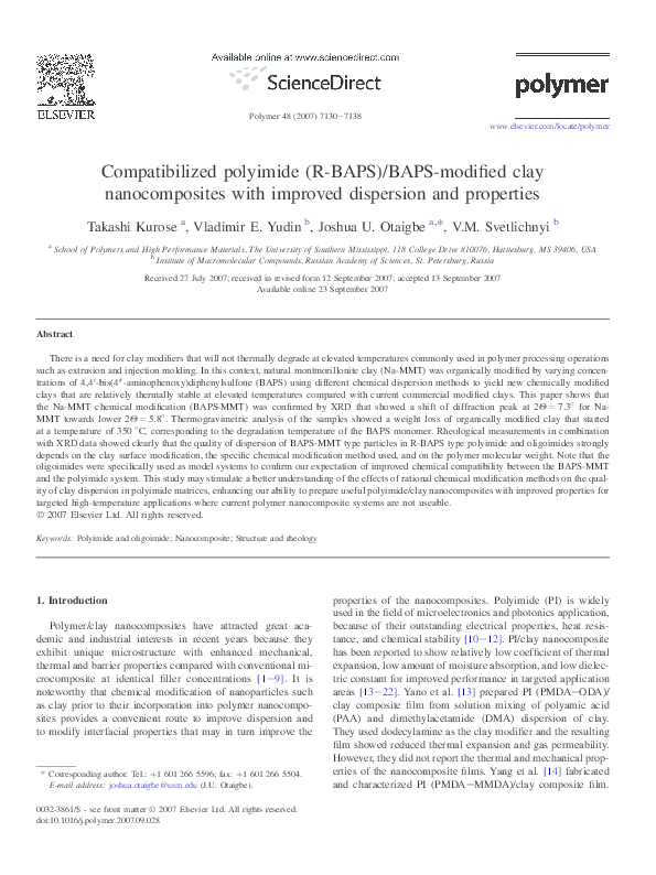 (PDF) Compatibilized polyimide (R-BAPS)/BAPS-modified clay ...
