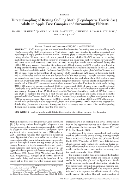 (PDF) Direct Sampling of Resting Codling Moth (Lepidoptera: Tortricidae ...