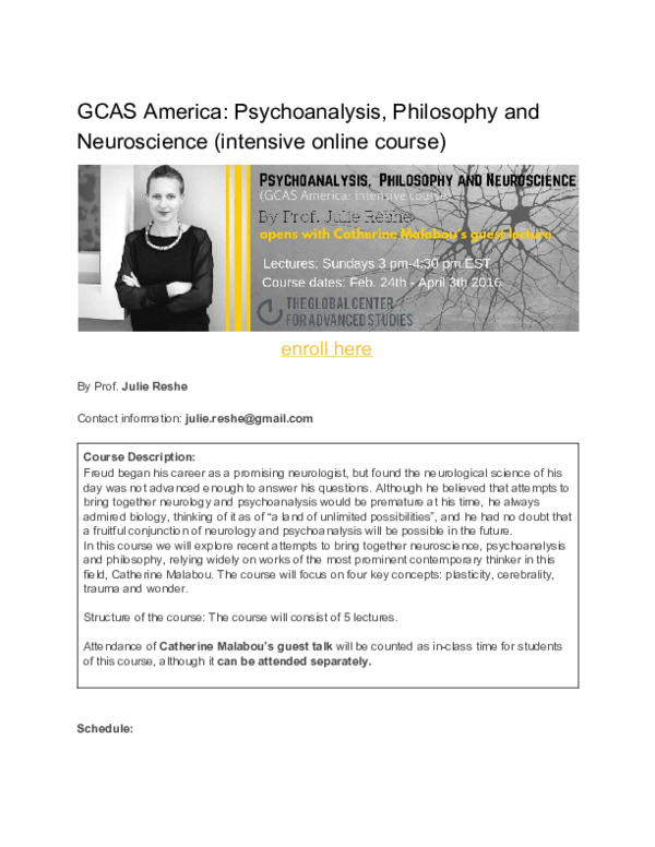 (PDF) Syllabus for Psychoanalysis, Philosophy and Neuroscience ...