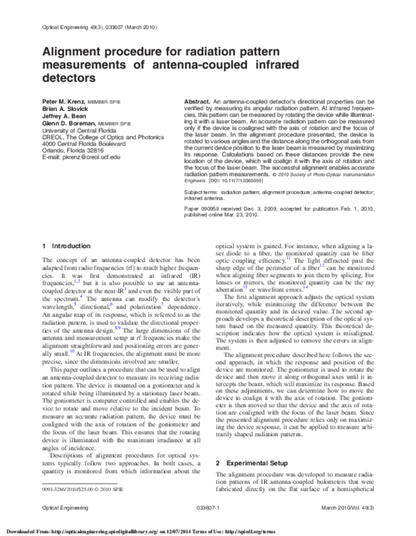 (PDF) Alignment procedure for radiation pattern measurements of antenna ...