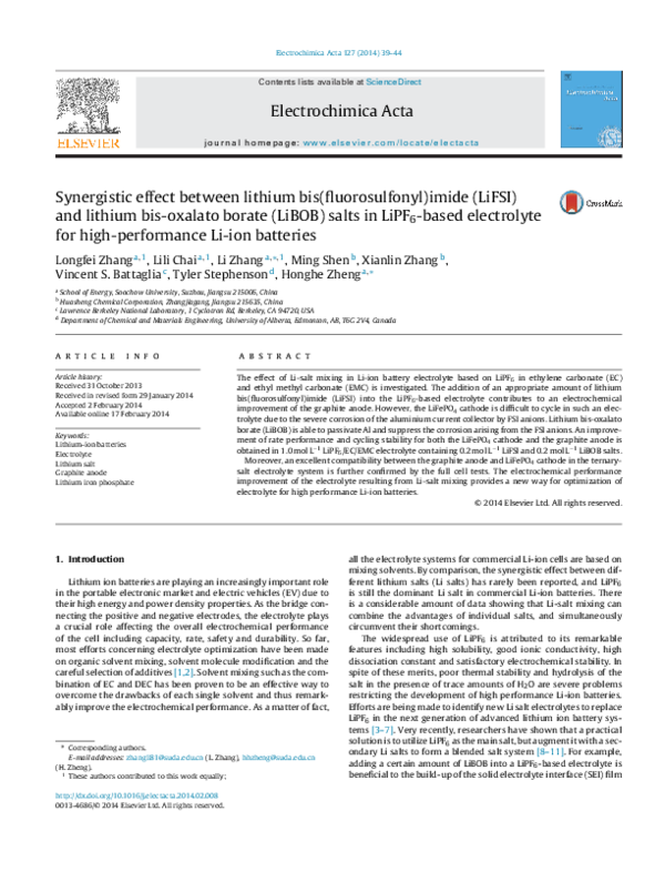 (PDF) Synergistic effect between lithium bis(fluorosulfonyl)imide ...
