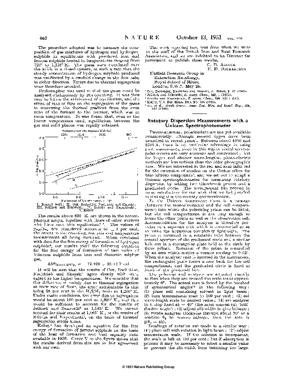 (PDF) Rotatory Dispersion Measurements with a Unicam Spectrophotometer