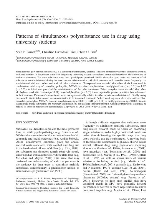 (PDF) Patterns of simultaneous polysubstance use in drug using ...