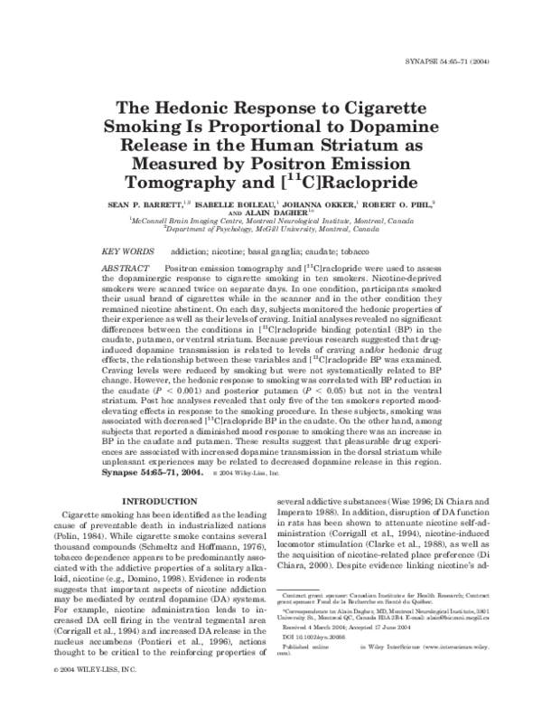 (PDF) The hedonic response to cigarette smoking is proportional to ...