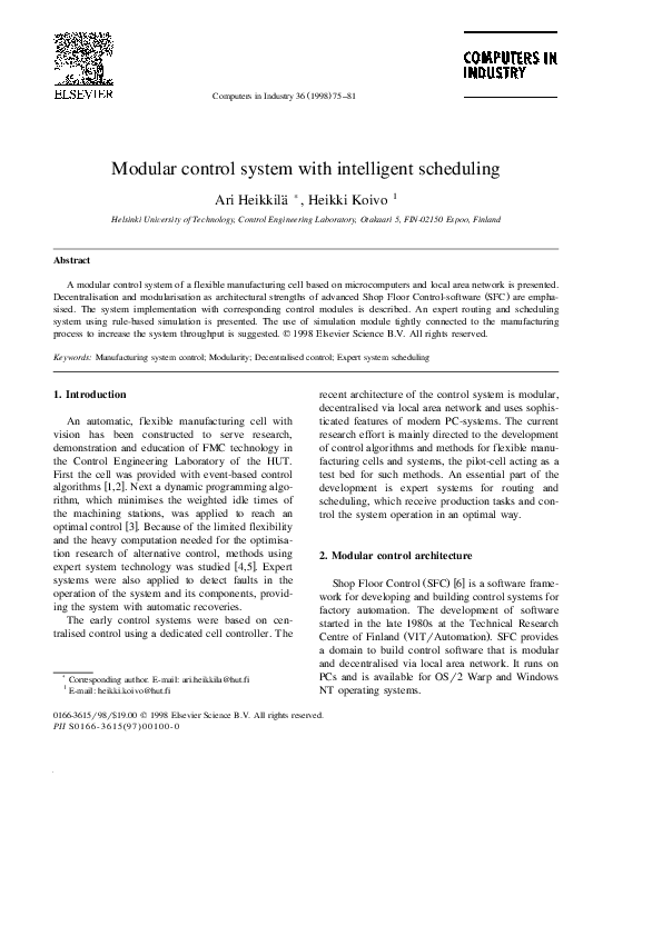 (PDF) Modular control system with intelligent scheduling