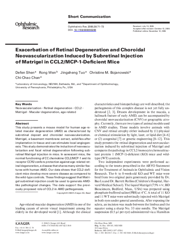 (PDF) Exacerbation of Retinal Degeneration and Choroidal ...