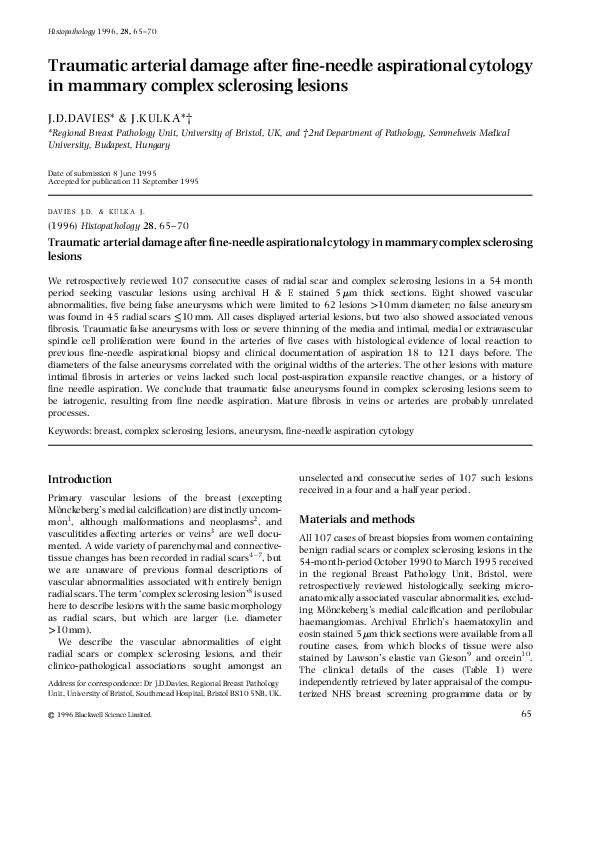 (PDF) Traumatic arterial damage after fine-needle aspirational cytology ...
