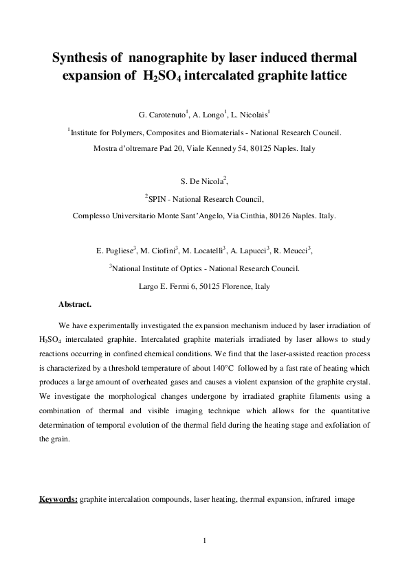 (PDF) Synthesis of nanographite by laser induced thermal expansion of ...