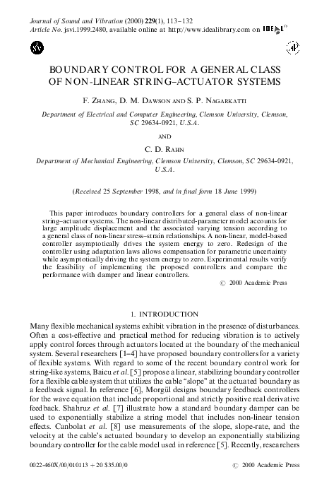 Pdf Boundary Control For A General Class Of Non Linear String