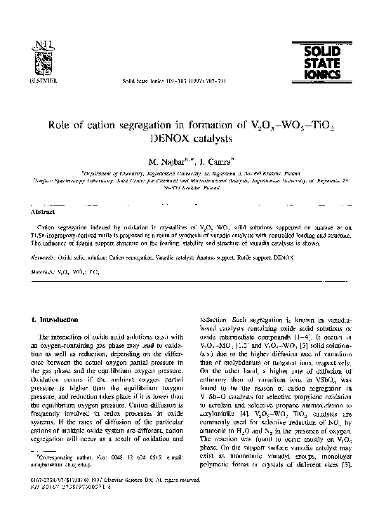 (PDF) Role of cation segregation in formation of V2O5-WO3-TiO2 DENOX ...