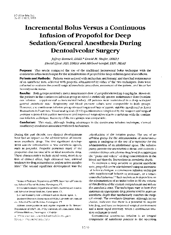 (PDF) Incremental bolus versus a continuous infusion of propofol for ...