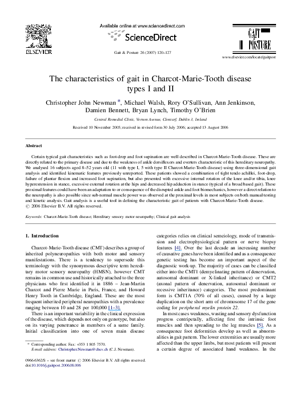 (PDF) The characteristics of gait in Charcot-Marie-Tooth disease types ...