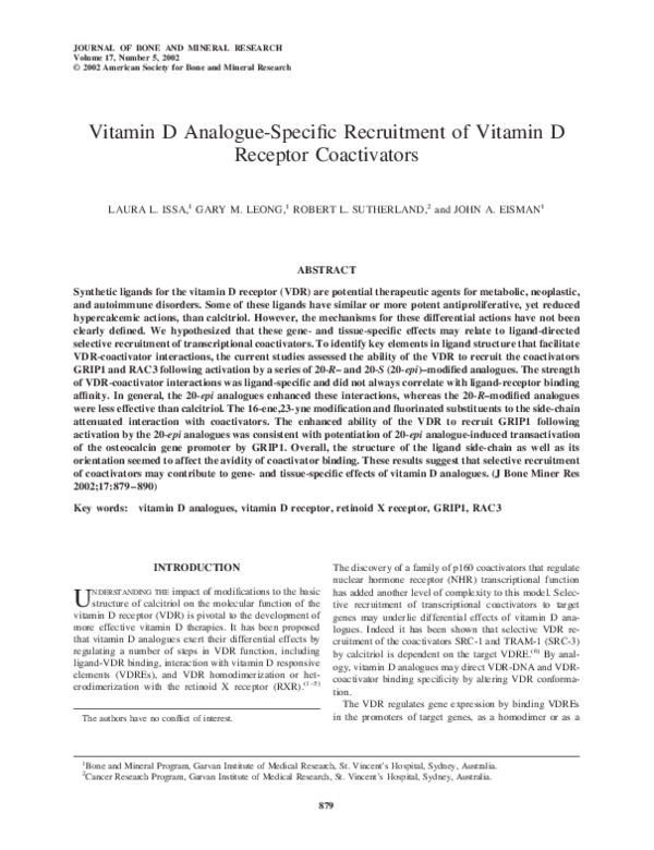 (PDF) Vitamin D Analogue-Specific Recruitment of Vitamin D Receptor ...