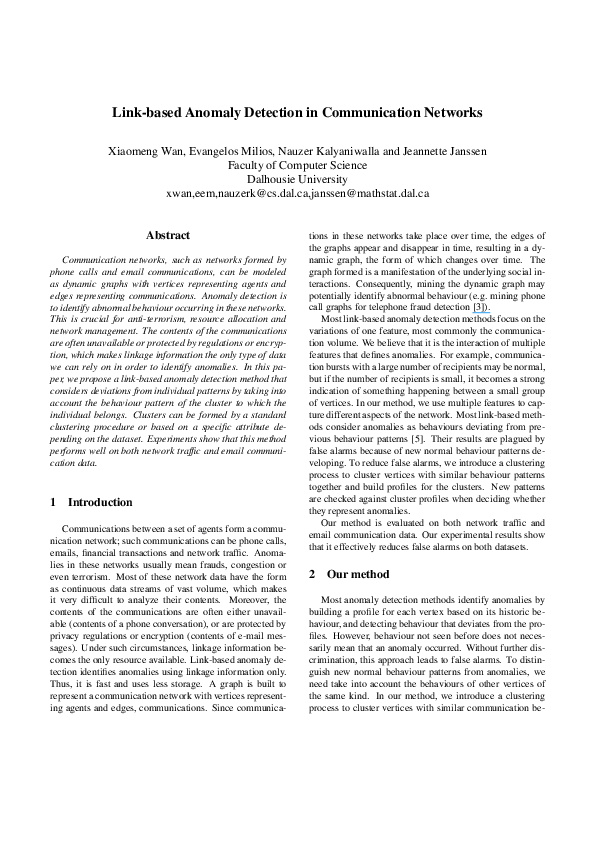 (PDF) Link-Based Anomaly Detection in Communication Networks
