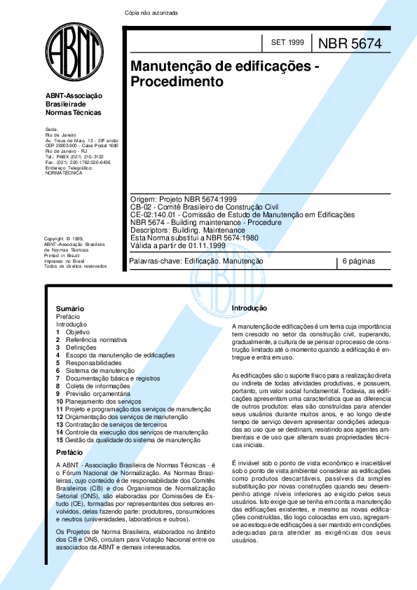 (PDF) Nbr 05674 nb 595 manutencao de edificacoes procedimento
