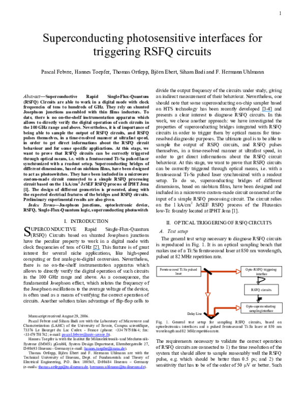 Pdf Superconducting Photosensitive Interfaces For Triggering Rsfq Circuits