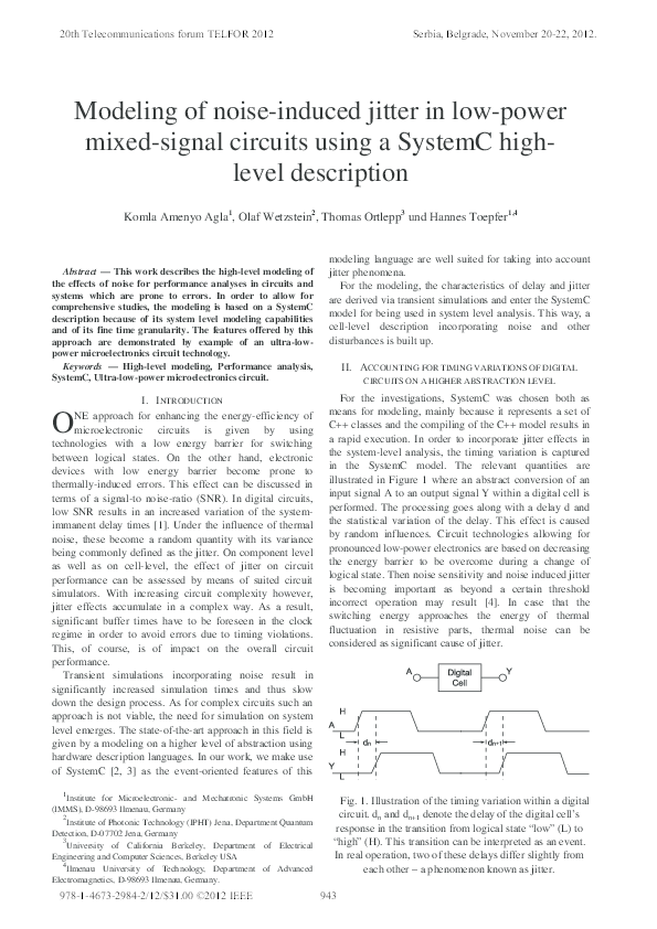 (PDF) Modeling of noise-induced jitter in low-power mixed-signal circuits using a SystemC ...