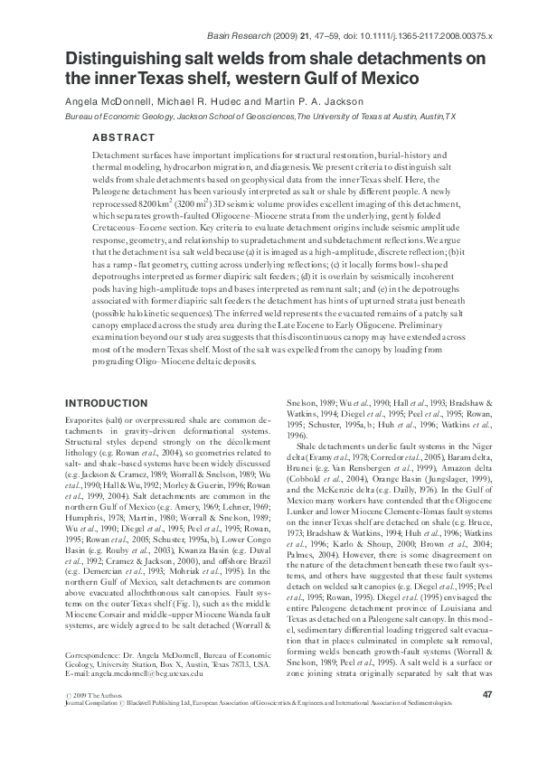 (PDF) Distinguishing salt welds from shale detachments on the inner ...
