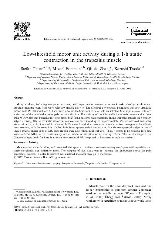 (PDF) Low-threshold motor unit activity during a 1-h static contraction ...