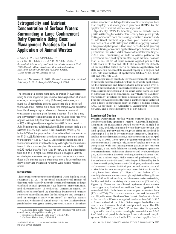 (PDF) Estrogenicity and Nutrient Concentration of Surface Waters ...