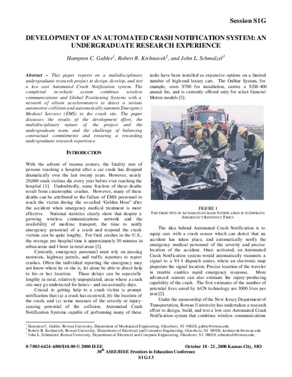 (PDF) Development of an automated crash notification system: an ...