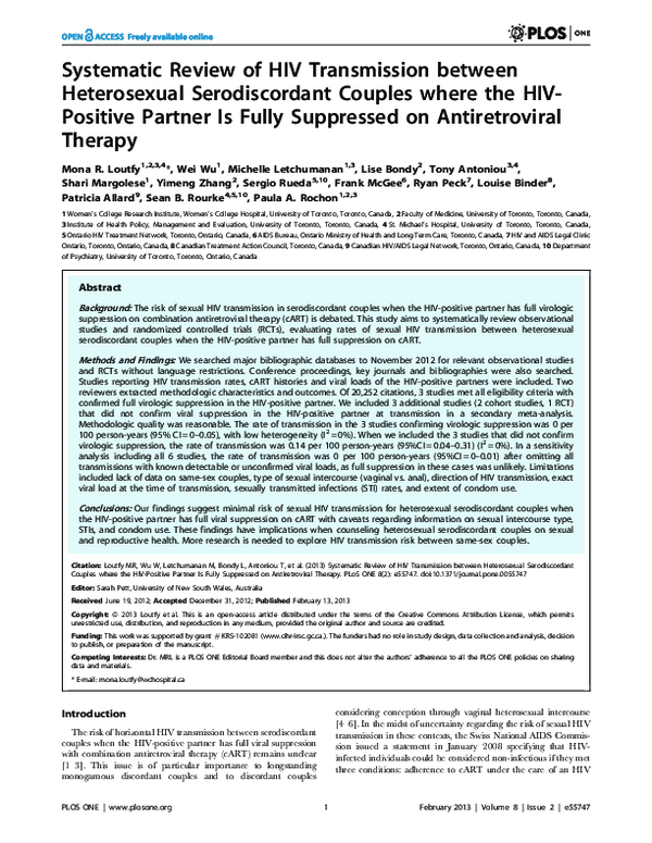 (PDF) Systematic Review of HIV Transmission between Heterosexual ...
