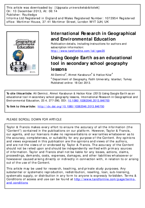 (PDF) Using Google Earth as an educational tool in secondary school ...