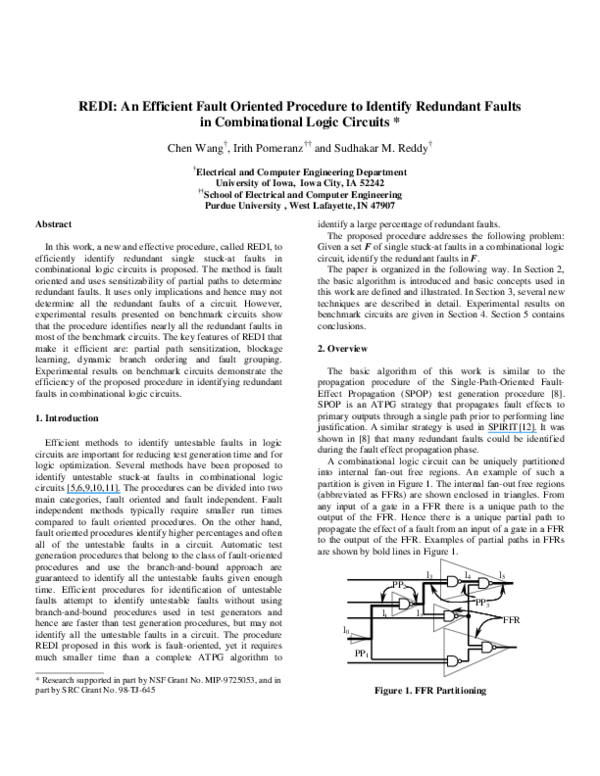 (PDF) REDI: an efficient fault oriented procedure to identify redundant faults in combinational ...