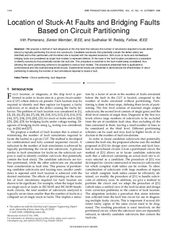 Pdf Location Of Stuck At Faults And Bridging Faults Based On Circuit