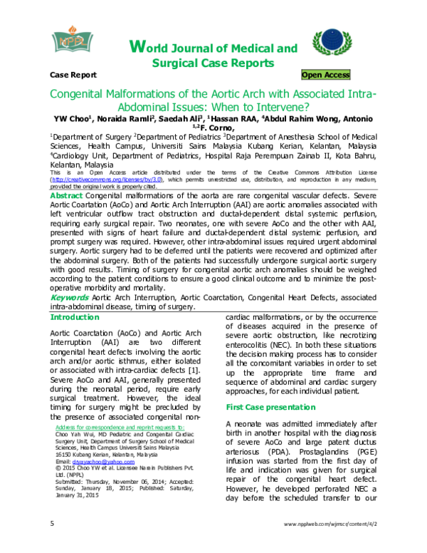 (PDF) World Journal of Medical and Surgical Case Reports 5 Congenital ...