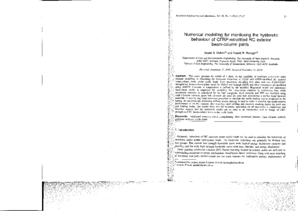 Pdf Numerical Modelling For Monitoring The Hysteretic Behaviour Of Cfrp Retrofitted Rc