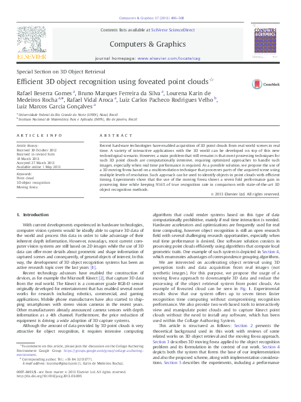 Pdf Efficient 3d Object Recognition Using Foveated Point Clouds 8432