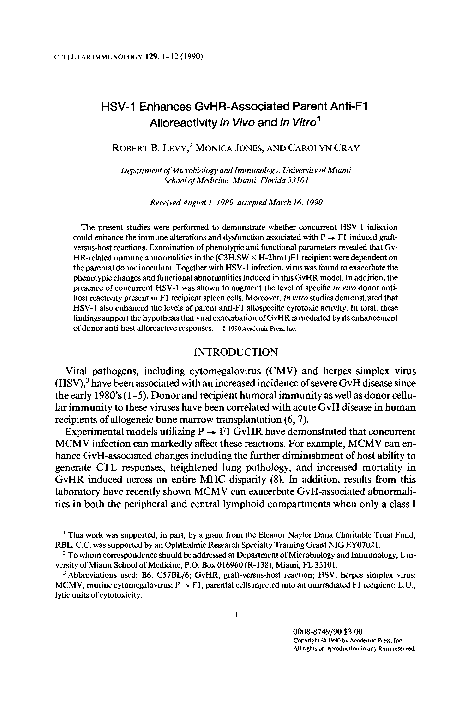 (PDF) HSV1 enhances GvHR-associated parent anti-F1 alloreactivity and
