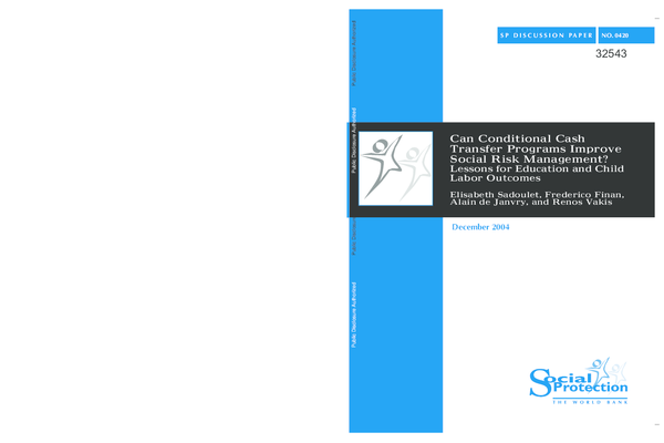 (PDF) Can Conditional Cash Transfer Programs Improve Social Risk ...