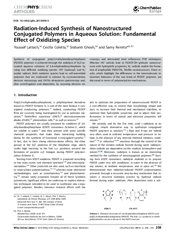 (PDF) Radiation-Induced Synthesis of Nanostructured Conjugated Polymers in Aqueous Solution ...
