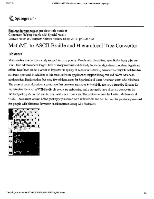 (PDF) MathML to ASCII-Braille and Hierarchical Tree Converter