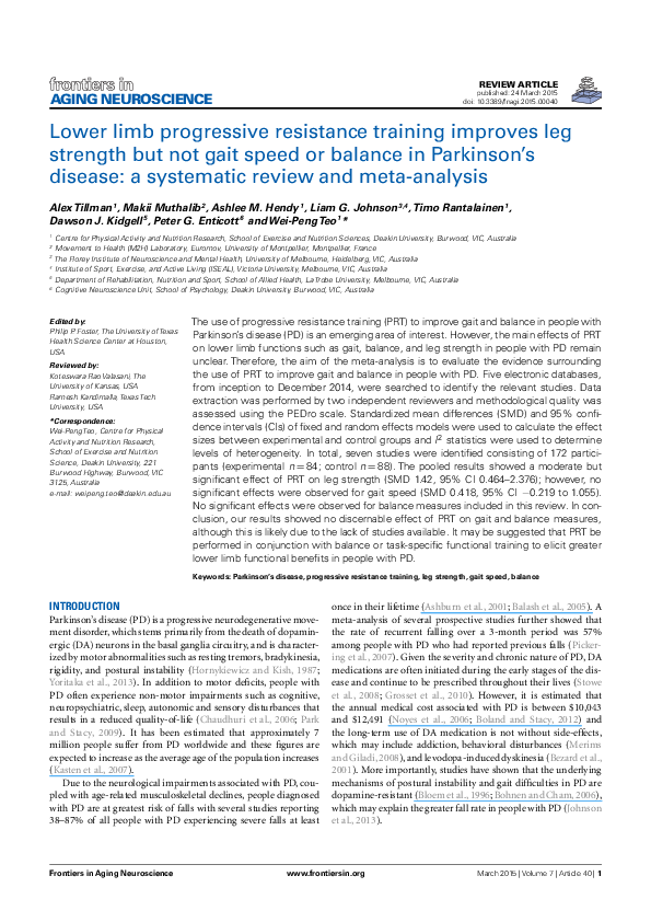 (PDF) Lower Limb Progressive Resistance Training Improves Leg Strength ...