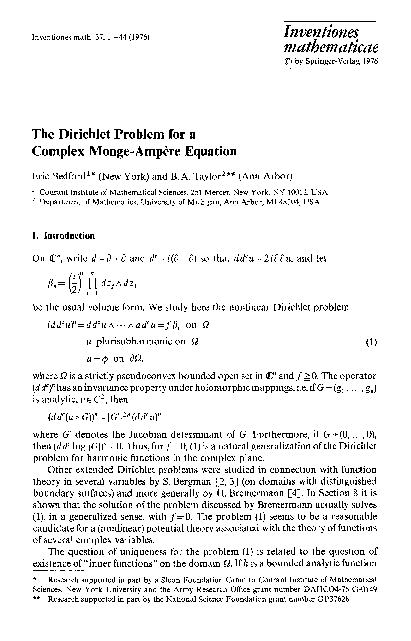 Pdf The Dirichlet Problem For A Complex Monge Amp Re Equation