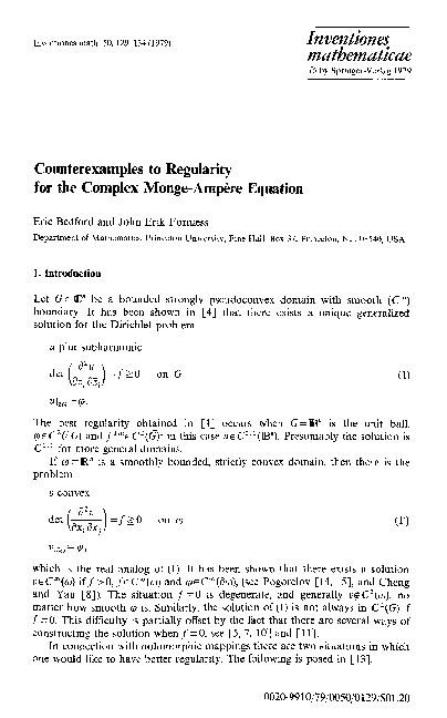 (PDF) Counterexamples to regularity for the complex Monge-Amp re equation