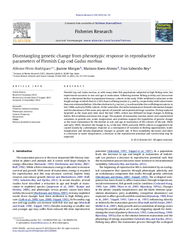 (PDF) Disentangling genetic change from phenotypic response in ...