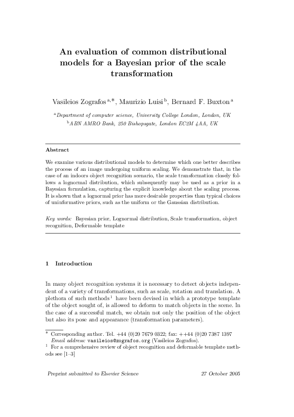 (PDF) An evaluation of common distributional models for a Bayesian prior of the scale transformation