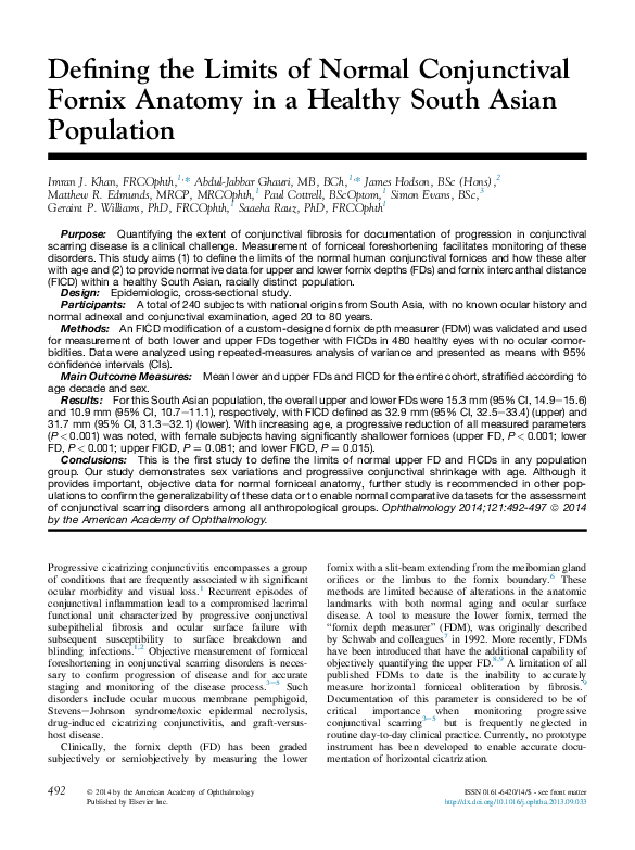 (PDF) Defining the Limits of Normal Conjunctival Fornix Anatomy in a ...