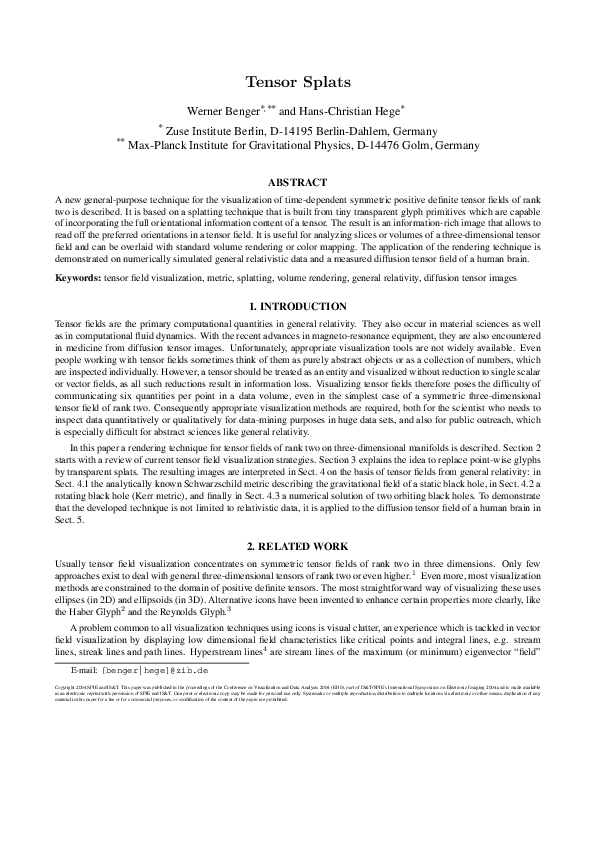 (PDF) Tensor splats